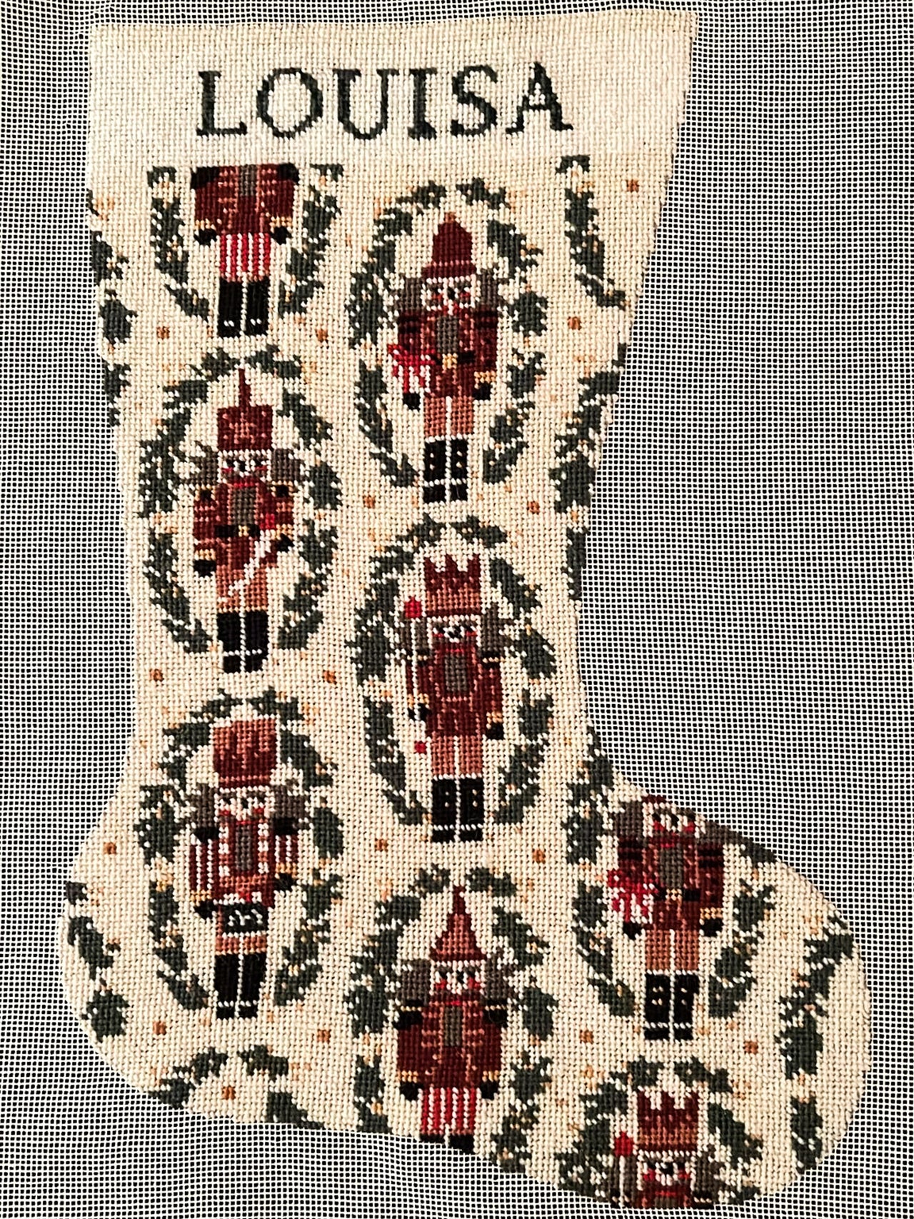 Finished Needlepoint Stocking — Nutcrackers – Spider Spun