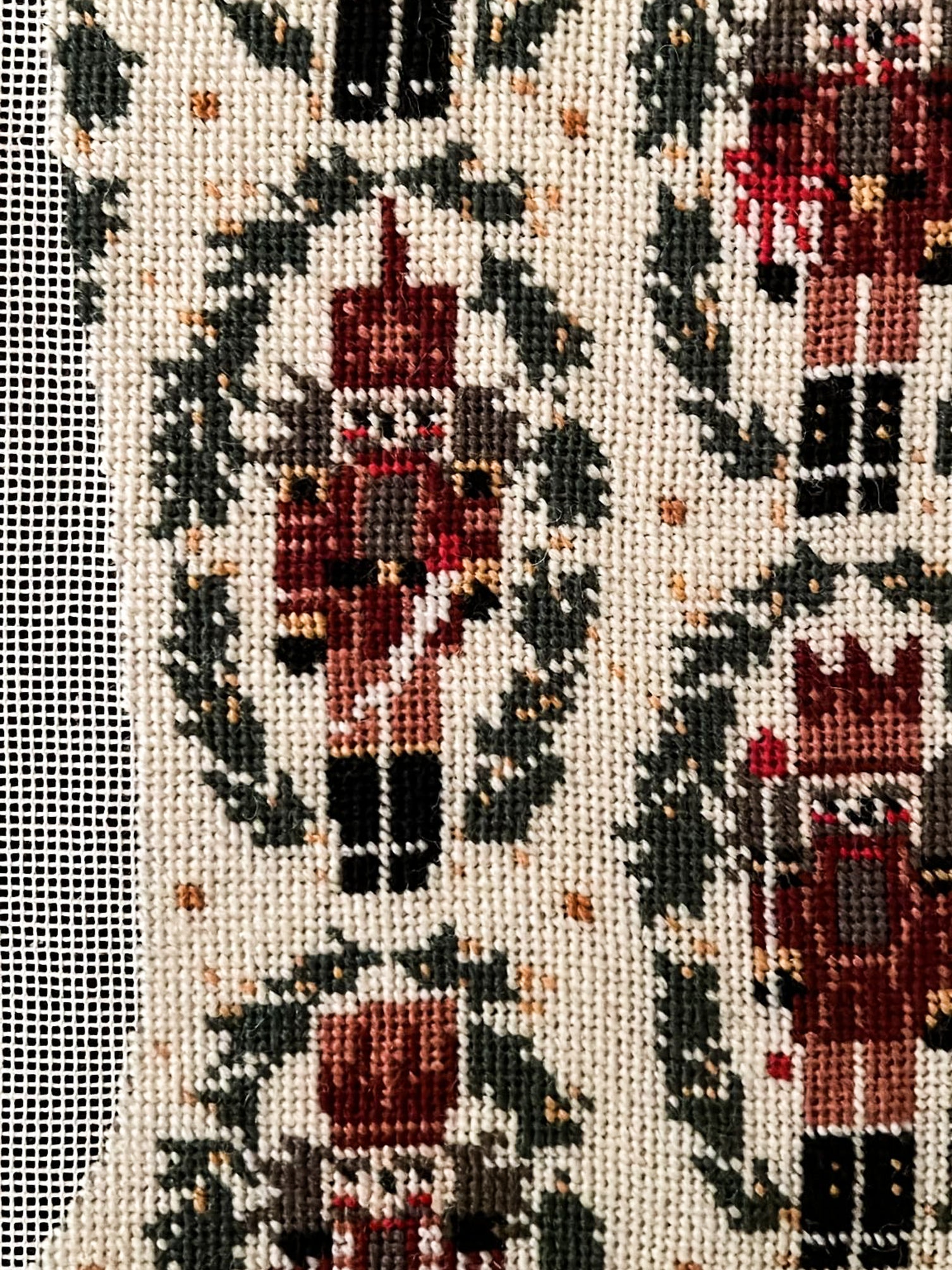Finished Needlepoint Stocking — Nutcrackers – Spider Spun