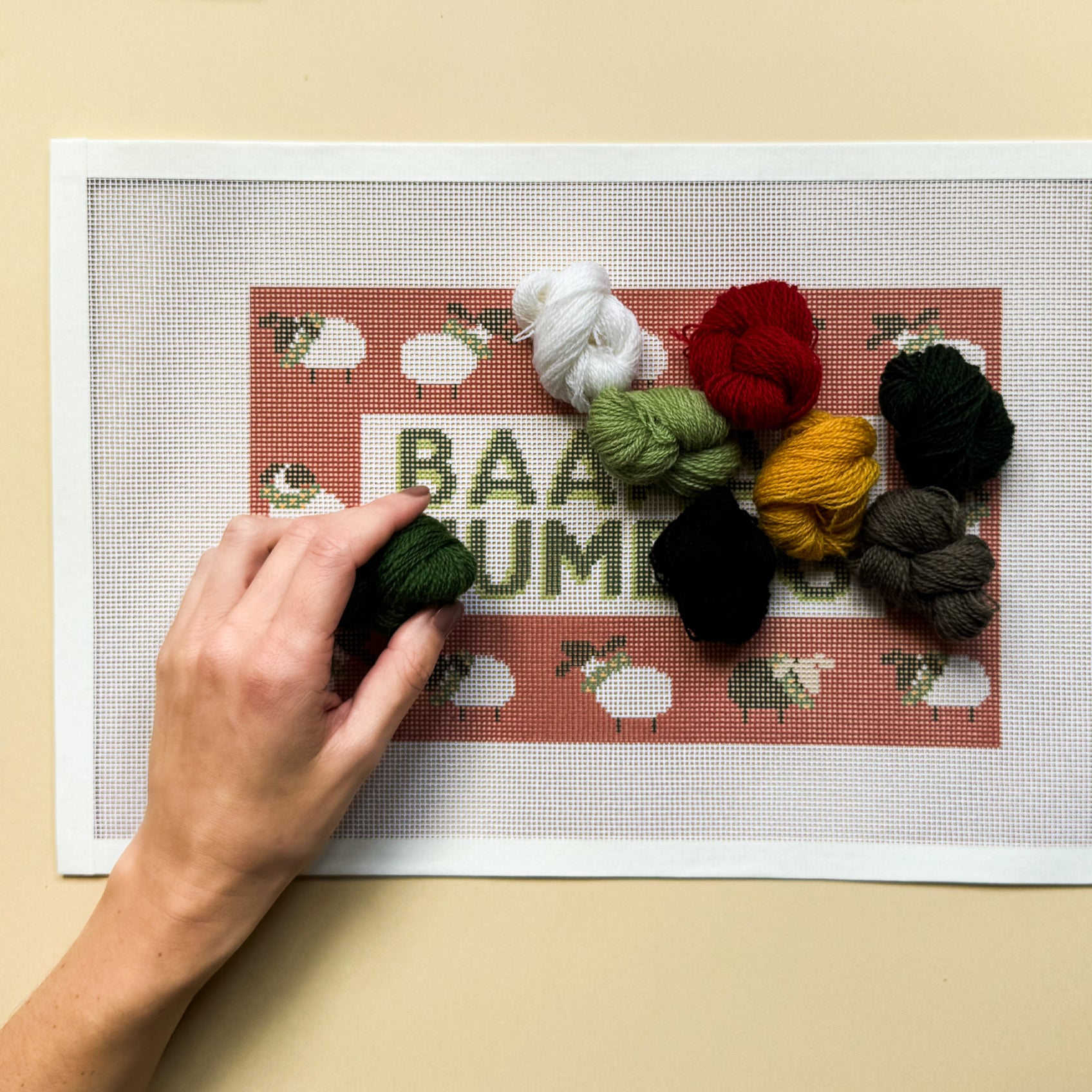 Baaah Humbug Needlepoint Pillow Kit – Spider Spun