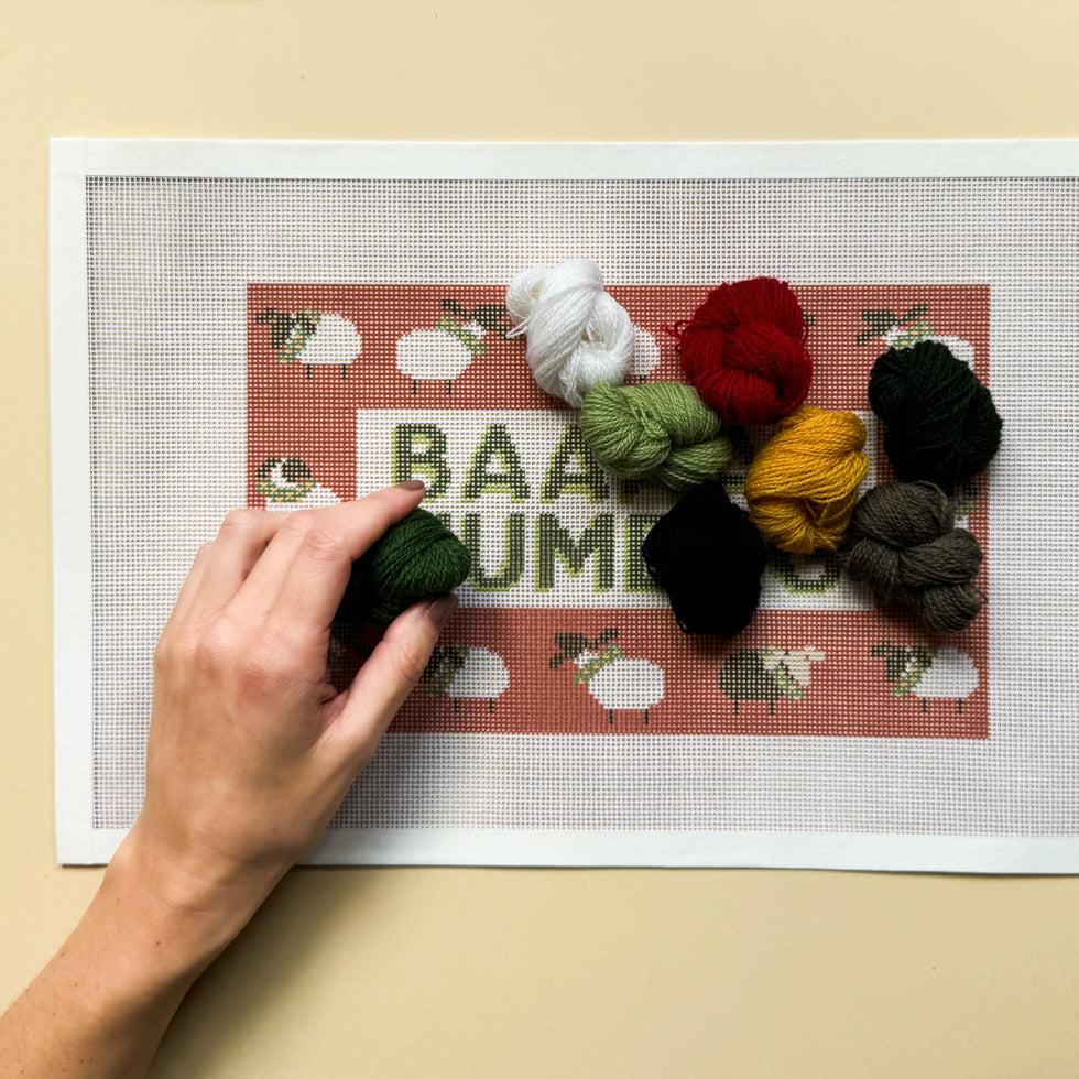 Baaah Humbug Needlepoint Pillow Kit – Spider Spun